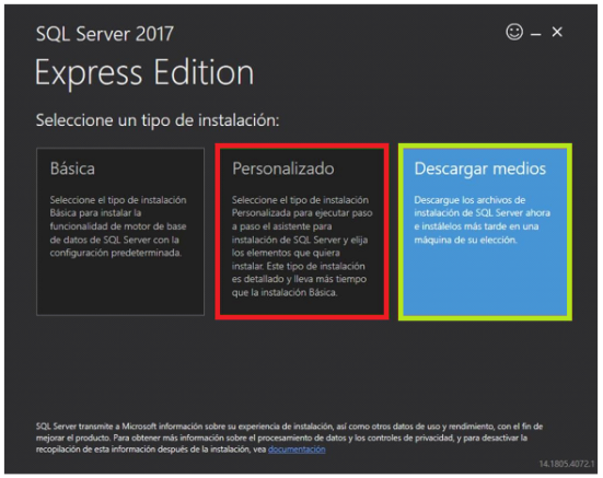 Instalación del motor Microsoft SQL 2017 Express – Centro de ayuda